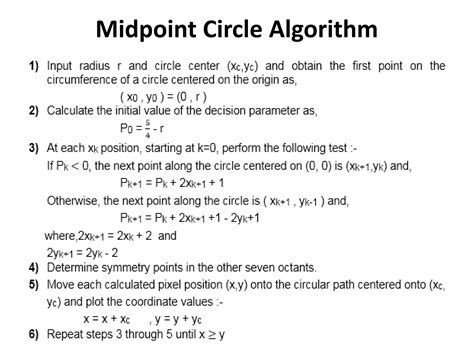 raster scan graphics line drawing algorithm and circle drawing