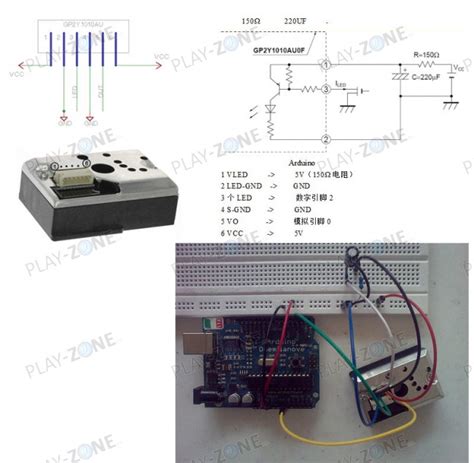 Play Zonech Staubsensor Optisch Sharp Gp2y1014au0f