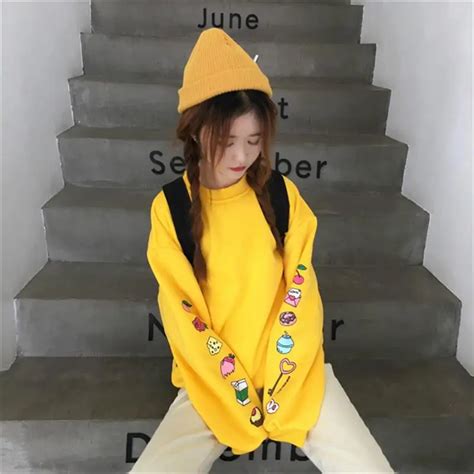 Womens Sweatshirts Japanese Harajuku Ulzzang Bf Wind Casual Loose