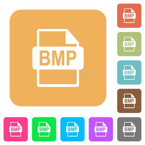Bmp File Format Rounded Square Flat Icons Stock Vector Illustration