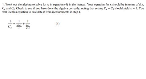 solved work out the algebra to solve for k in equation 4