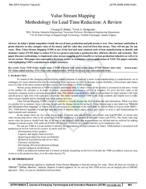 Pdf Value Stream Mapping Methodology For Lead Time Reduction A Review