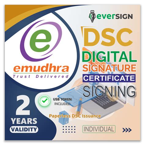 Emudhra Class 3 Dsc Digital Signature Certificate Individual For 2 Years Incl Token