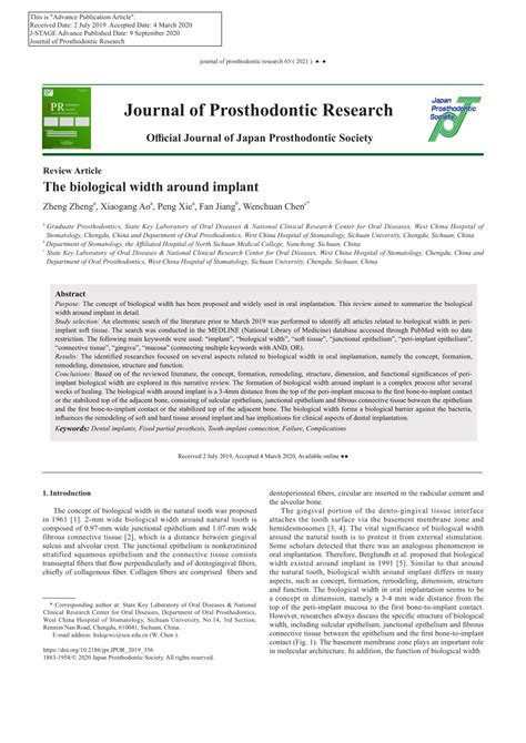 Pdf The Biological Width Around Implant