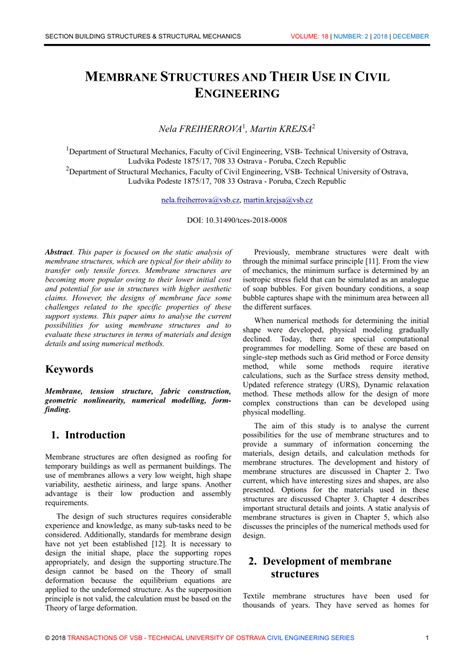 Pdf Membrane Structures And Their Use In Civil Engineering
