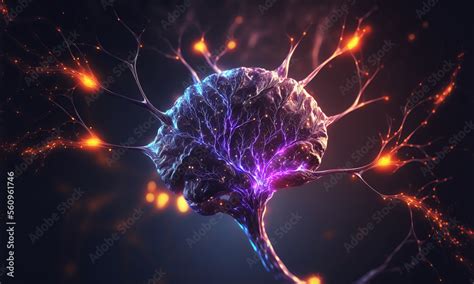 Glowing Brain Background With Neural Links Network Illustration Representing Artificial