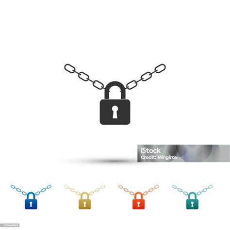 금속 체인과 자물쇠 아이콘 흰색 배경에 고립입니다 자물쇠와 강철 사슬 색상 아이콘의 요소를 설정 합니다 벡터 일러스트 강철에 대한 스톡 벡터 아트 및 기타 이미지 Istock