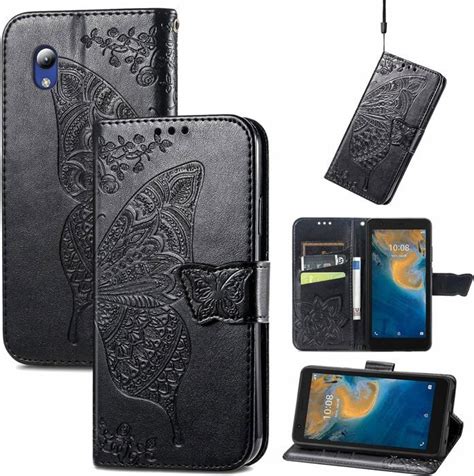 Étui Coque Antichoc En Cuir Pu Pour Zte Blade A31 Lite Motif Papillon
