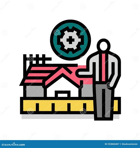 Construction Management Interior Design Color Icon Vector Illustration Stock Vector