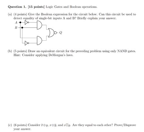 Solved Question 1 15 Points Logic Gates And Boolean