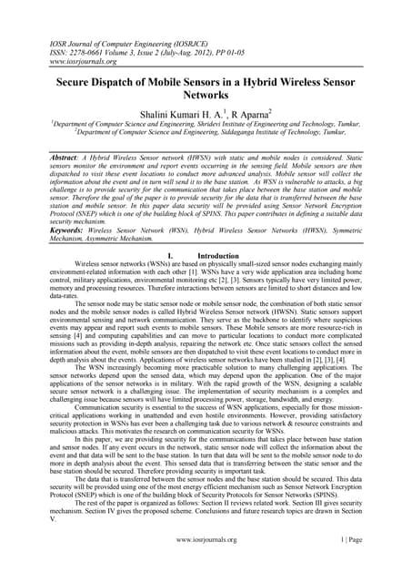 Secure Dispatch Of Mobile Sensors In A Hybrid Wireless Sensor Networks Pdf