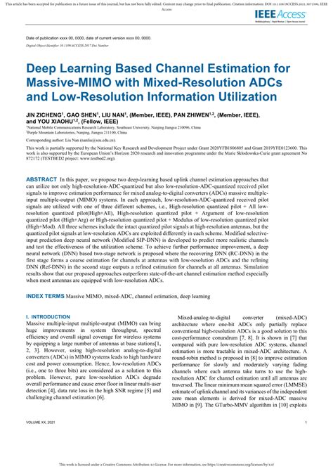 Pdf Deep Learning Based Channel Estimation For Massive Mimo With