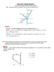 Problem Set 1 KEY Phys 2101 Problem Session 1 Note These Problems Are Taken From The