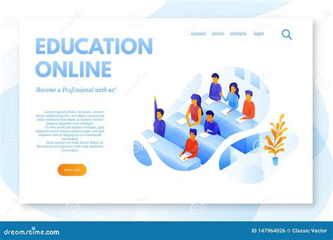 online education flat landing page vector template stock vector illustration of character