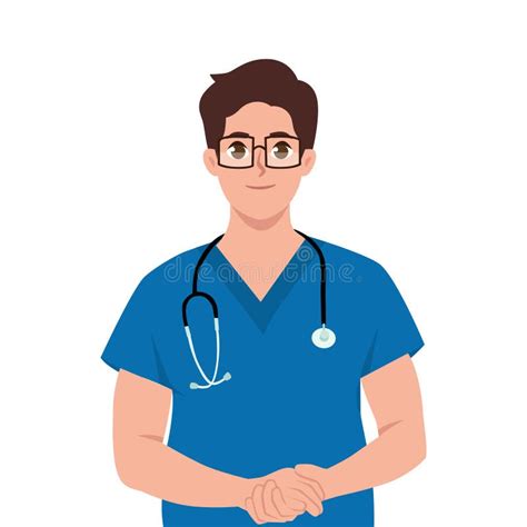 Male Nurse Wearing Scrubs International Nurses Day Stock Vector
