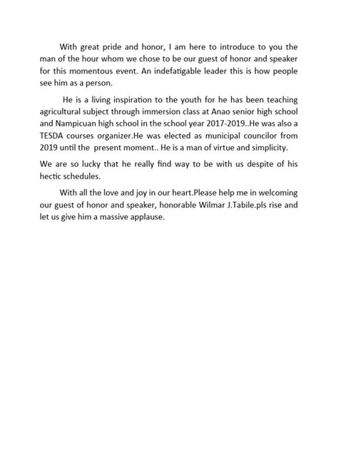 Introduction Of Guest Of Speaker Pdf