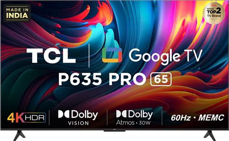 Tcl P635 Pro 65 Inch Ultra Hd 4k Smart Led Tv 65p635pro Price In India 2025 Full Specs