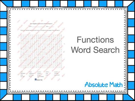 Functions Word Search Teaching Resources