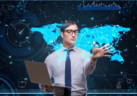 The Man In Social Data Management Concept Stock Illustration Illustration Of Business