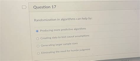 Solved Question 17randomization In Algorithms Can Help
