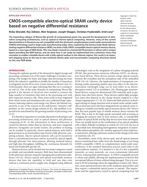 Pdf Cmos Compatible Electro Optical Sram Cavity Device Based On Negative Differential Resistance
