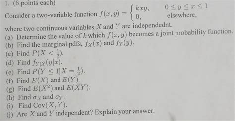 Solved 1 6 Points Each Consider A Two Variable Function