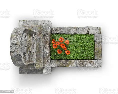 흰색 배경에 고립 된 잔디와 돌 무덤 3 차원 일러스트 레이 션 무덤 묘지에 대한 스톡 사진 및 기타 이미지 무덤 묘지 컷아웃 3차원 형태 Istock