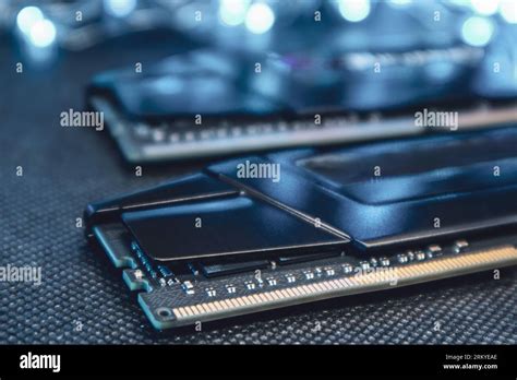 Ddr4 Dram Memory Modules In Blue Bright Light Computer Ram Chipset