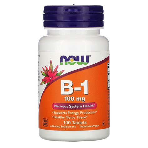 Now Foods Vitamin B1 Thiamin 100 Mg 100 Tablets