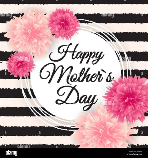Happy Mother S Day Cute Background With Flowers Vector Illustra Stock