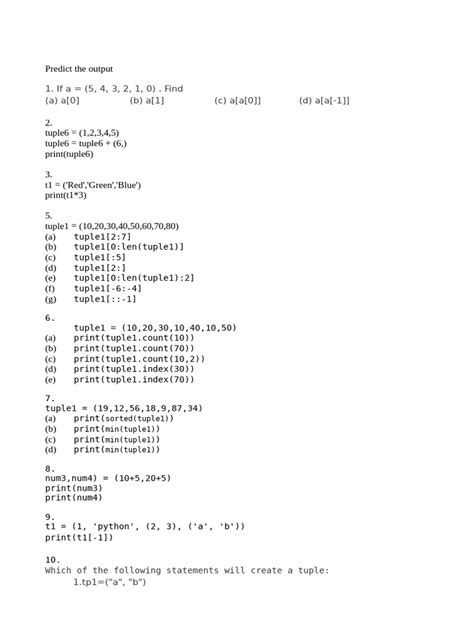 Class 11 Tuples Pdf Computing Programming Paradigms