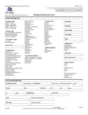 Fillable Online Residential Data Input Form MLS Information Office Fax Email Print PdfFiller