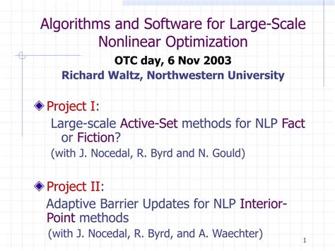 Ppt Algorithms And Software For Large Scale Nonlinear Optimization Powerpoint Presentation