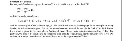 Solved Problem 1 4 Points For Uxy Defined On The Square