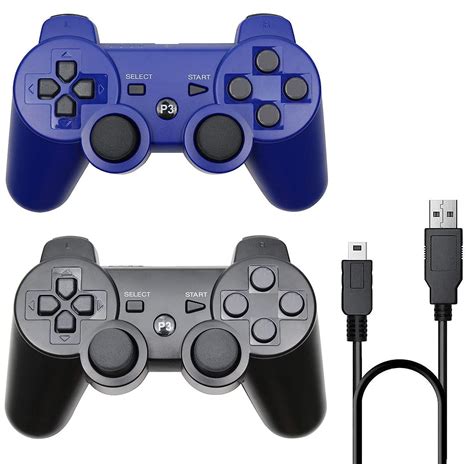 2 Pack Controllers For Ps3 Wireless Playstation 3 Gaming Controller With Double Shock And Motion
