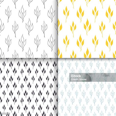 양식에 일치 시키는 다채로운 지점과 나뭇잎 원활한 세트 패턴 자연 보편적인는 텍스처 손으로 그린 장식 꽃 장식 배경입니다 벡터 일러스트 레이 션 0명에 대한 스톡 벡터 아트