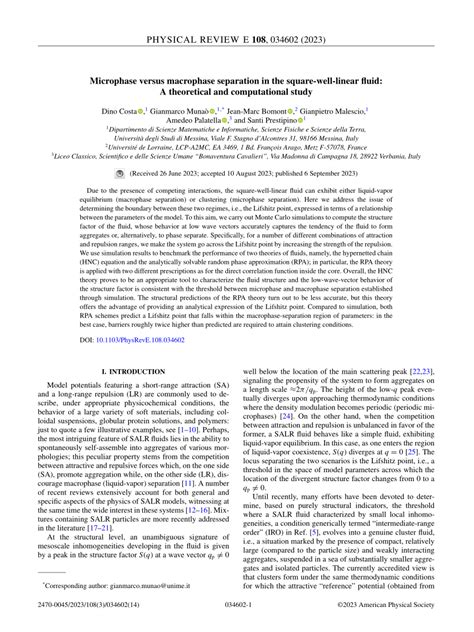 PDF Microphase Versus Macrophase Separation In The Square Well Linear Fluid A Theoretical And