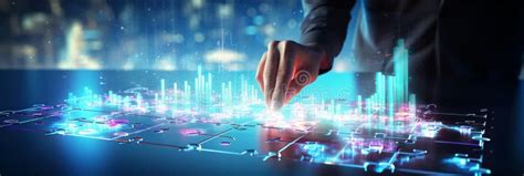 Businessman Works With Touching Sensitive Screen Technology Monitoring