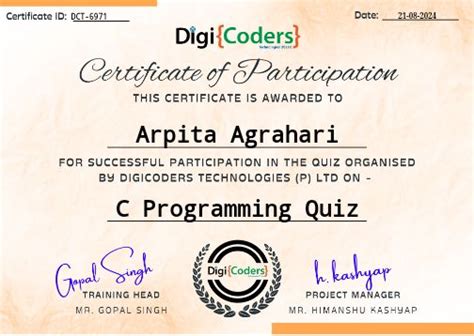 Arpita Agrahari On Linkedin C Programming Test Completed ️ ️