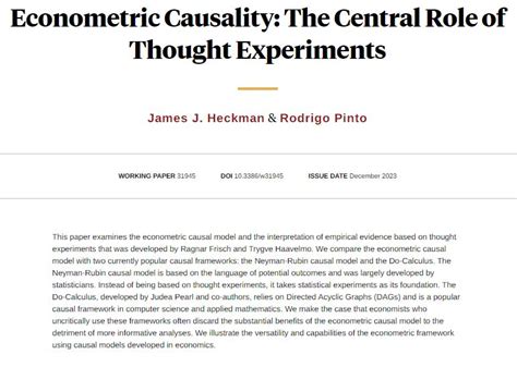Examining The Econometric Causal Model And The Interpretation Of Empirical… National Bureau Of