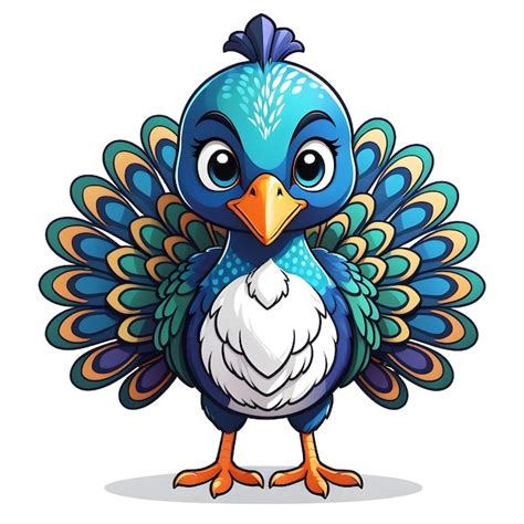 Premium Photo Blue Peacock Cartoon Character Isolated On White