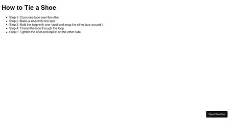 How To Tie A Shoe Codesandbox