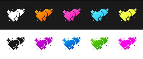 흑백 배경에 격리된 연결된 하트 아이콘 2개를 설정합니다 로맨틱 한 기호 연결 가입 열정과 결혼식 발렌타인 데이 기호 벡터 개념에 대한 스톡 벡터 아트 및 기타 이미지