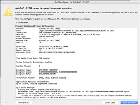 AutoCAD LT For Mac 2017 Cannot Be Opened Because Of A Problem