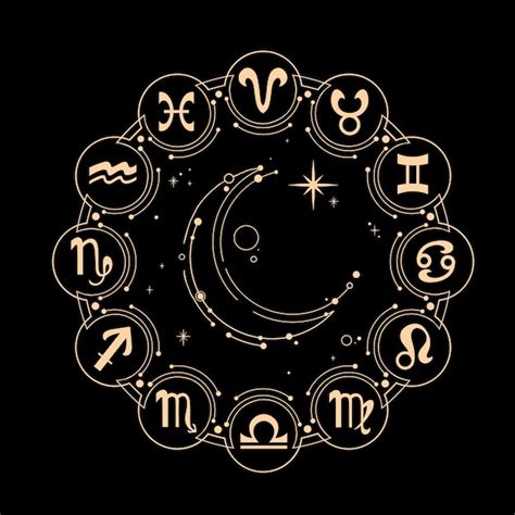 Calendario Redondo Brillante De Los Signos Del Zodiaco Vector Premium