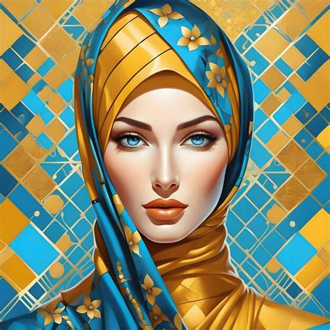 Premium Ai Image Hijab Model Vector Illustration Abstract Floral