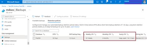 Managing Retention Period Of Azure Sql Database Backup