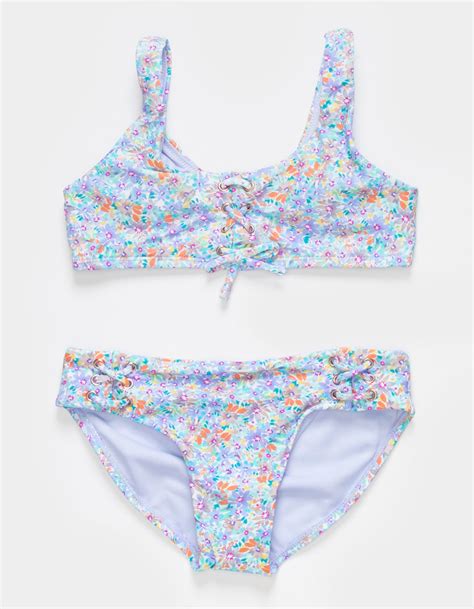 Raisins Girls Lace Up Bralette Bikini Set Multi Tillys