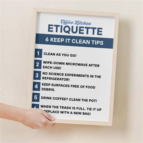 Office Kitchen Etiquette Poster Printable Breakroom Rules Digital