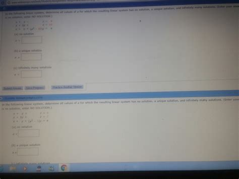 Solved In The Following Linear System Determine All Values Chegg